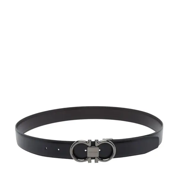 FERRAGAMO Double Adjustable Gancini Belt - Black