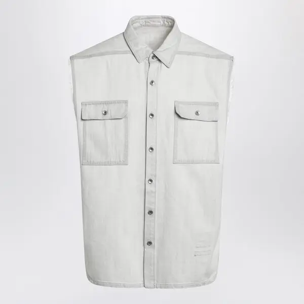 Rick Owens Effect Denim Vest - White