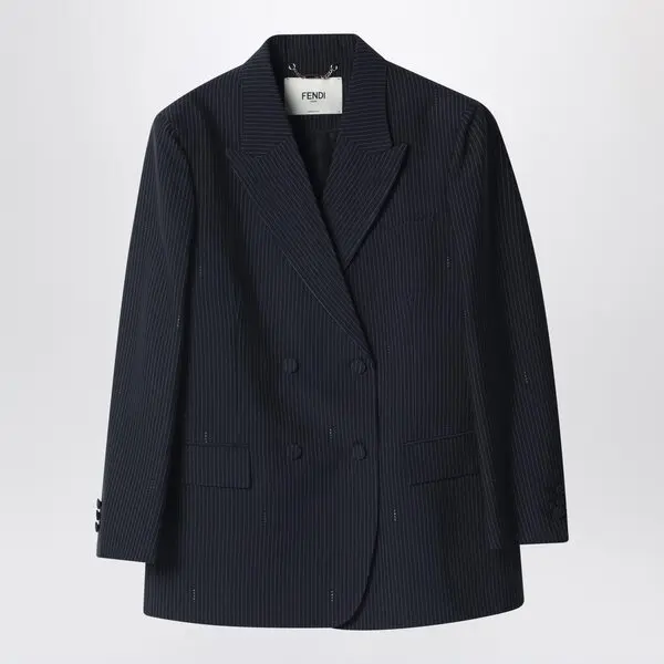 Fendi Navy Pinstriped Wool Blazer