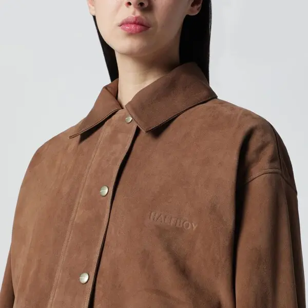 HALFBOY Short Mocha Suede Leather Jacket