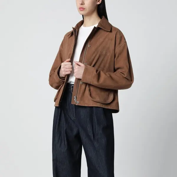HALFBOY Short Mocha Suede Leather Jacket - Brown