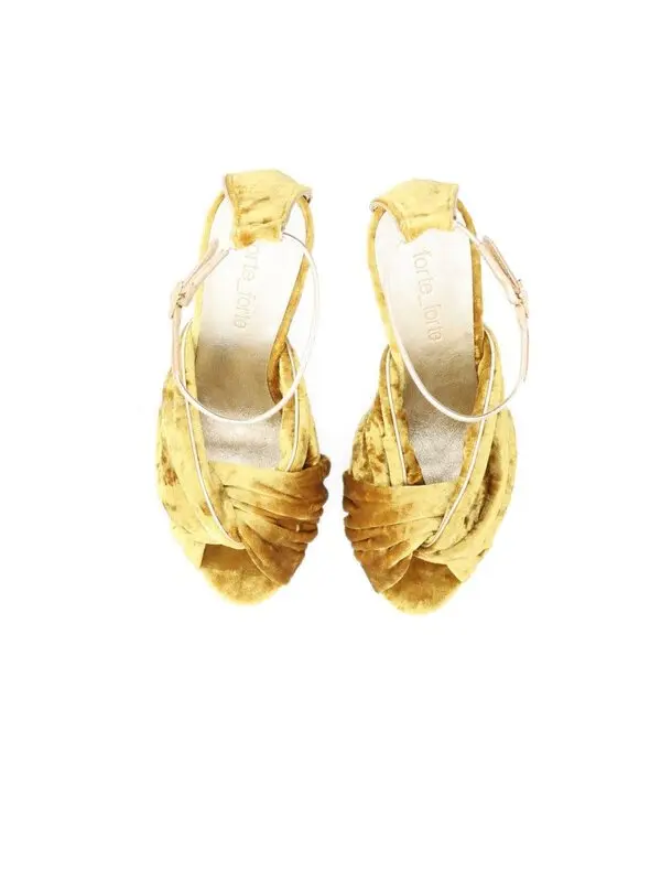 FORTE_FORTE Heliodore High Heel Velvet Crossover Sandal - Yellow
