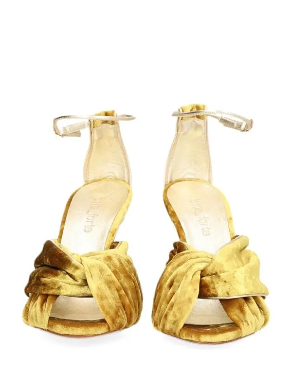 FORTE_FORTE Heliodore High Heel Velvet Crossover Sandal - Yellow