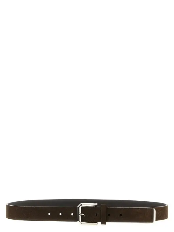 Brunello Cucinelli Inverted Leather Belt - Brown