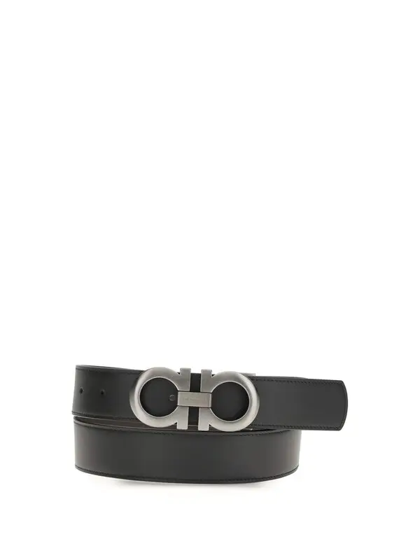 FERRAGAMO Gancini Leather Belt - Black
