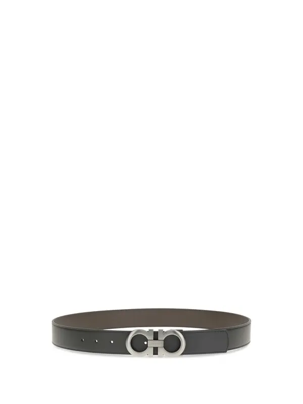 FERRAGAMO Gancini Leather Belt - Black