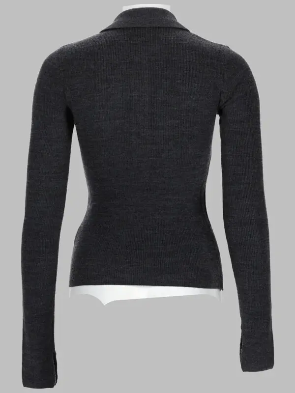 GANNI Maglia Polo A Rombi - Gray