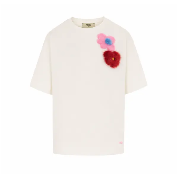Fendi Sunny Side Flowers Brooches T-shirt - White