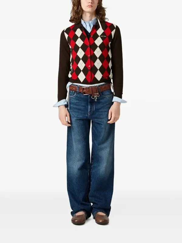 Miu Miu Argyle Cardigan - Brown