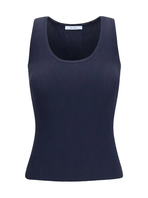 Max Mara Ribbed Jersey Tank Top - Blue