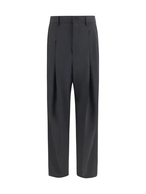 Dolce & Gabbana Wide-leg Wool Blend Tailored Pants - Black