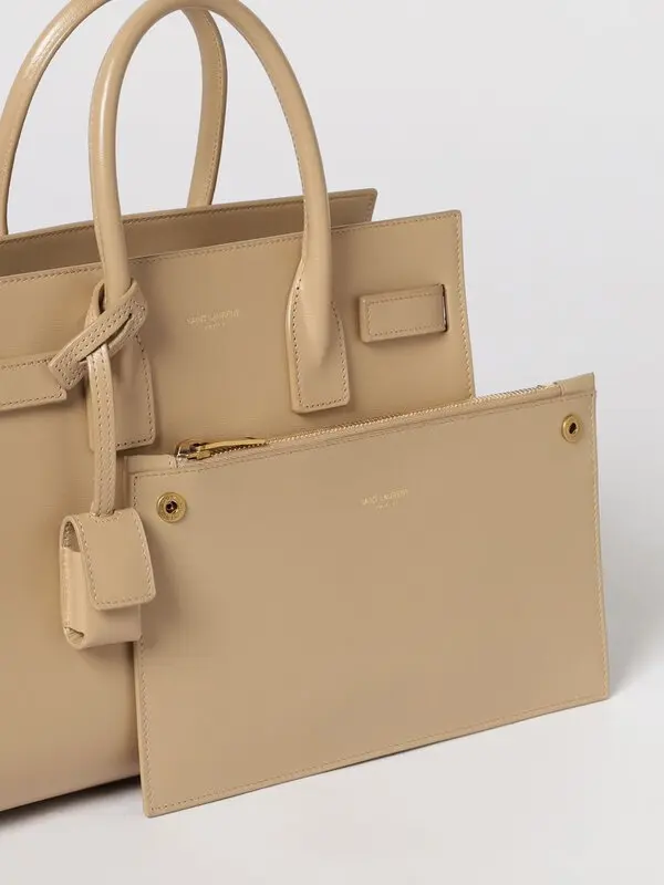 Saint Laurent Sac De Jour Leather Bag - Cream