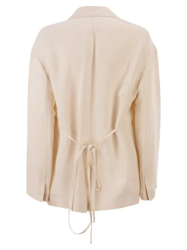 Brunello Cucinelli Viscose Linen Twill Jacket - Cream