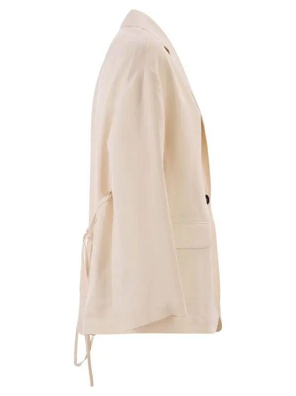Brunello Cucinelli Viscose Linen Twill Jacket - Cream