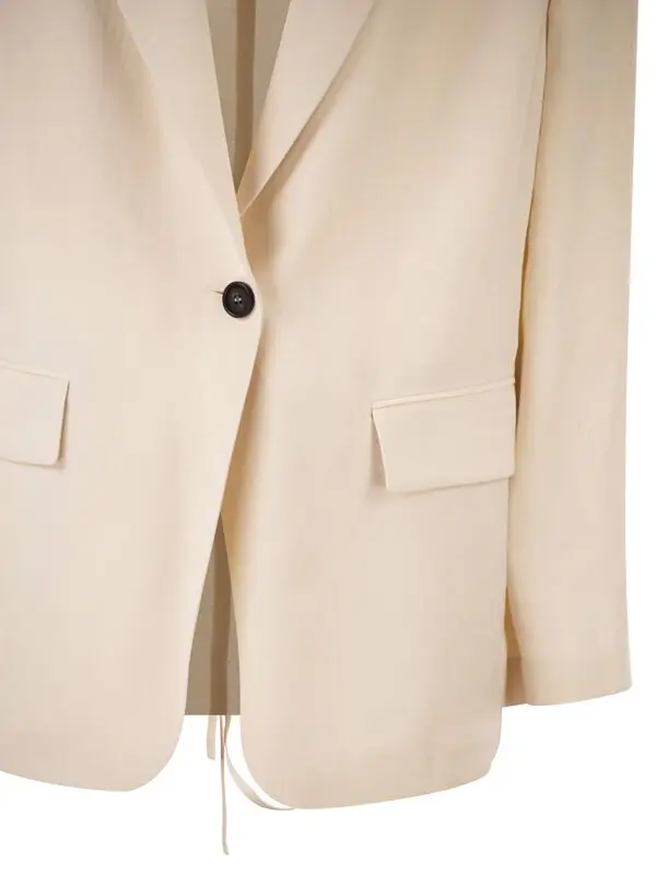 Brunello Cucinelli Viscose Linen Twill Jacket - Cream