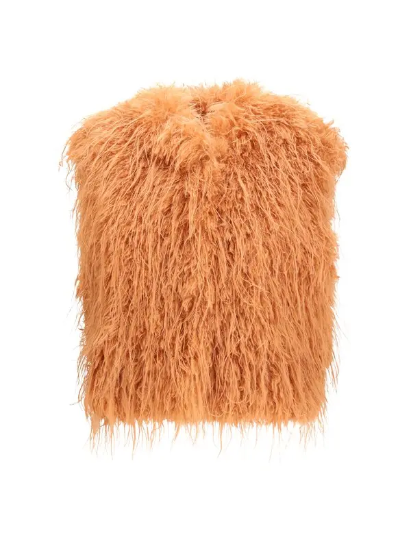 FORTE_FORTE Eco Mongolia Faux Fur Vest - Orange