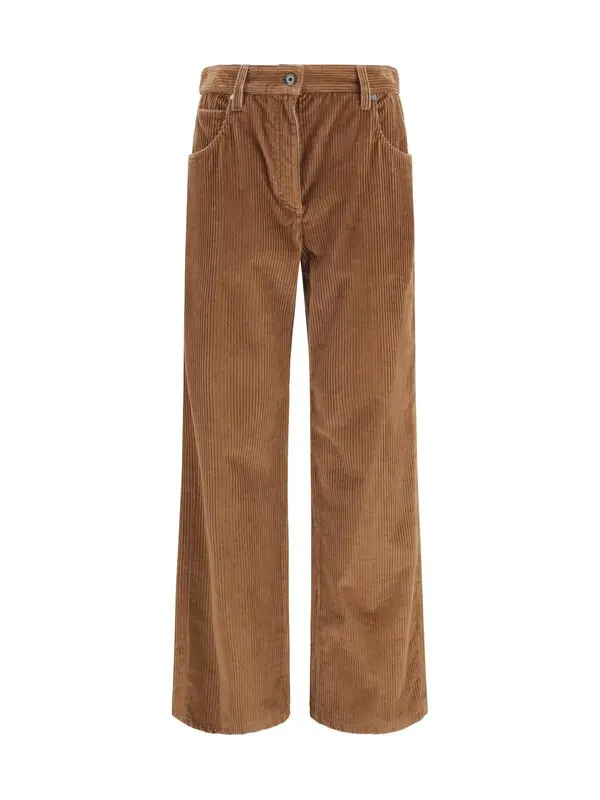 Brunello Cucinelli Straight Velvet Trousers - Brown