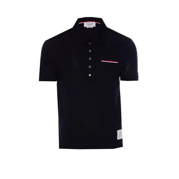 Thom Browne Stripe Logo Piquet Polo