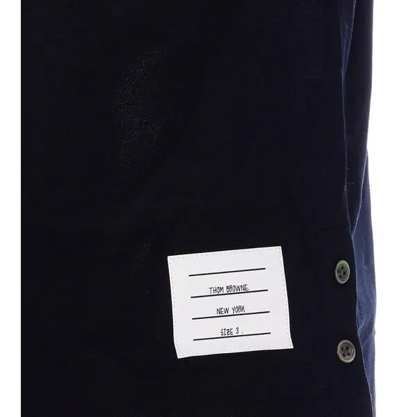 Thom Browne Stripe Logo Piquet Polo