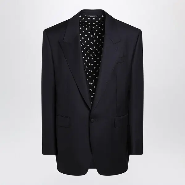 Dolce & Gabbana Dark Navy Wool Single-breasted Jacket - Blue