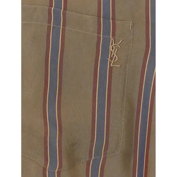 Saint Laurent Striped Cassandre Shirt - Cream