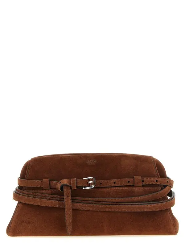 Moschino Tie Me' Suede Clutch