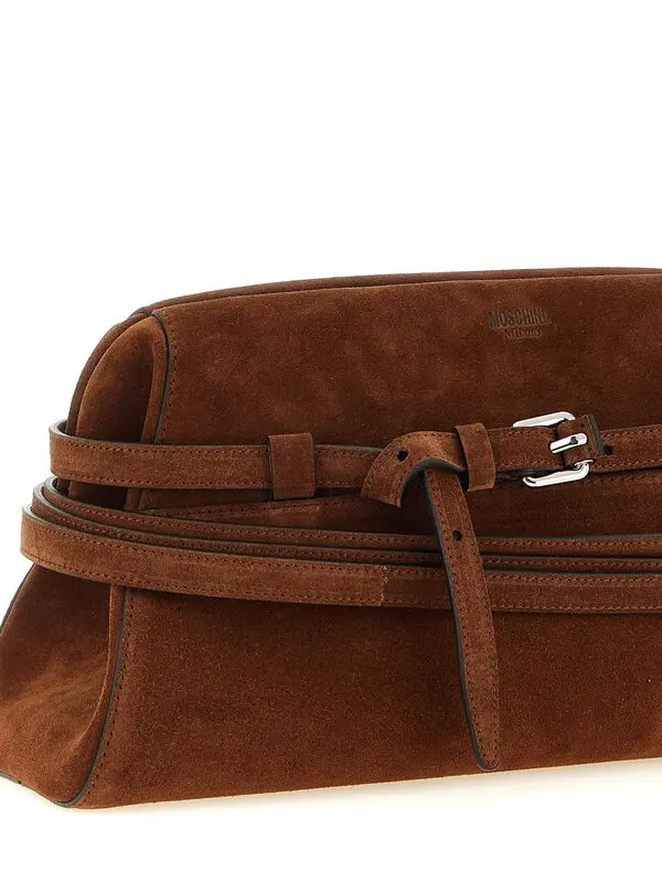 Moschino Tie Me' Suede Clutch