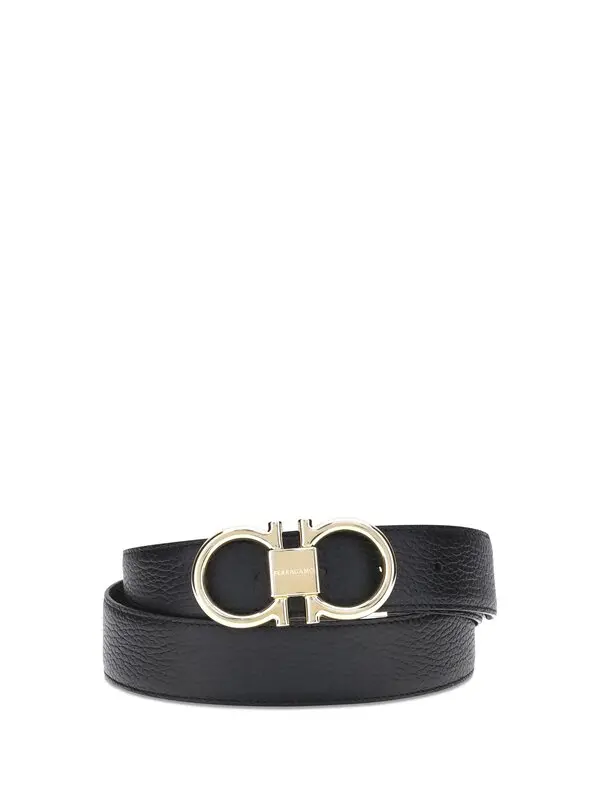 FERRAGAMO Leather Reversible Belt - Black