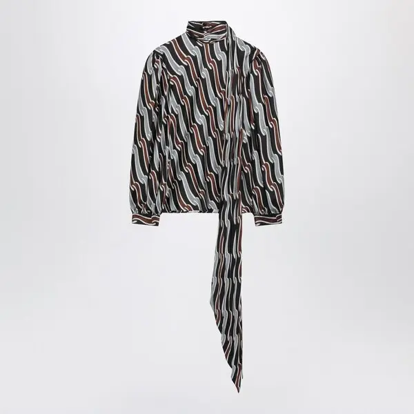 Gucci Printed Silk Twill Blouse - Gray