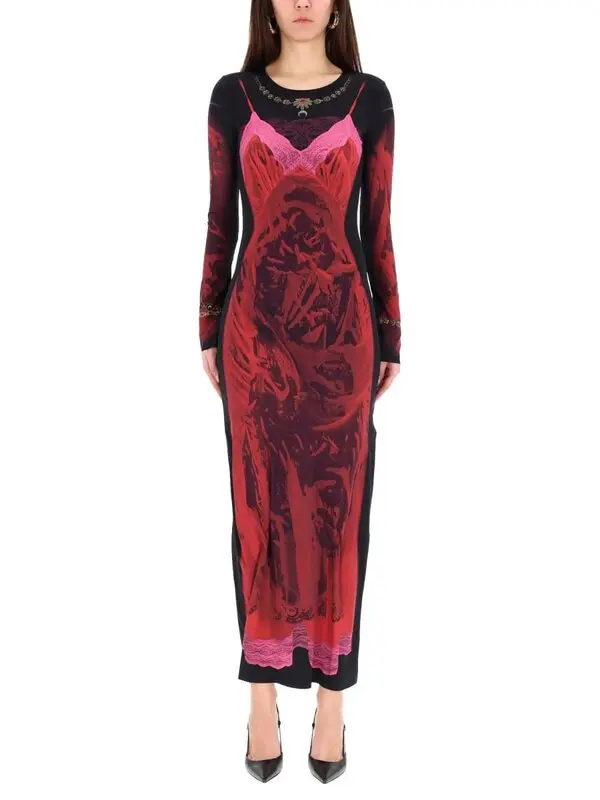 MARINE SERRE Wet Nuisette Midi Dress - Red