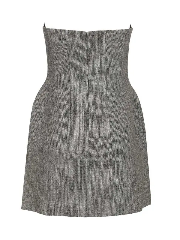 SELF-PORTRAIT Herringbone Wool Mini Dress