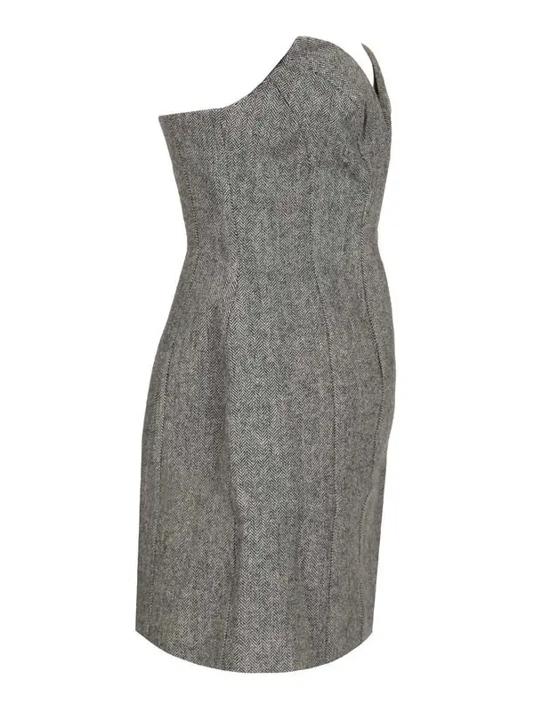 SELF-PORTRAIT Herringbone Wool Mini Dress