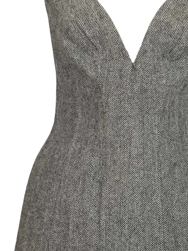 SELF-PORTRAIT Herringbone Wool Mini Dress