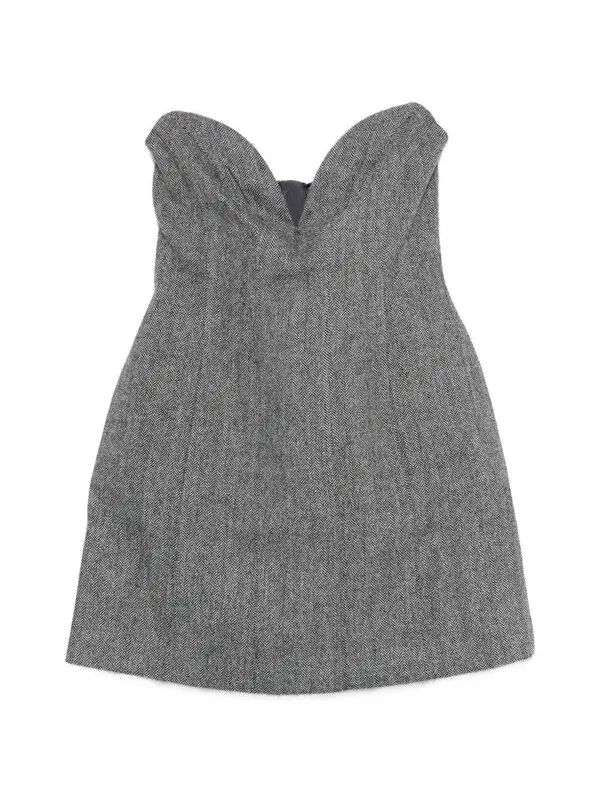 SELF-PORTRAIT Herringbone Wool Mini Dress