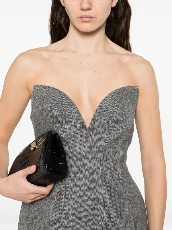 SELF-PORTRAIT Herringbone Wool Mini Dress