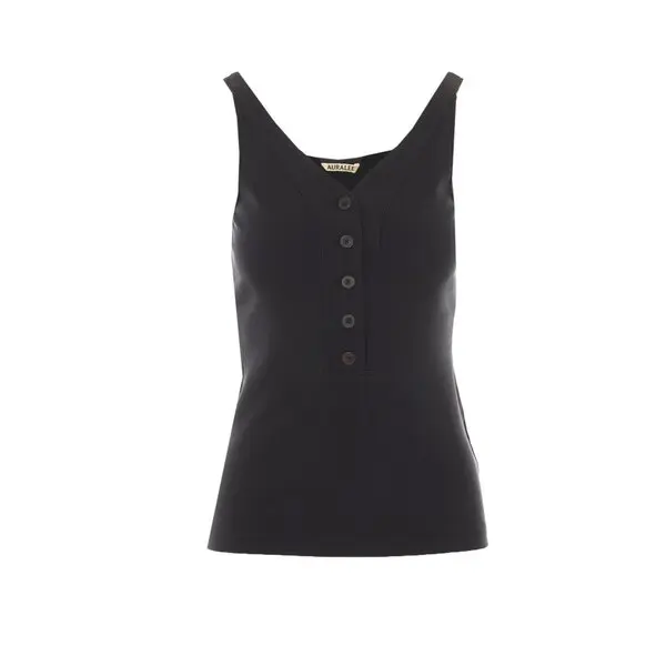Auralee Organic Cotton Fine Rib Tank - Black