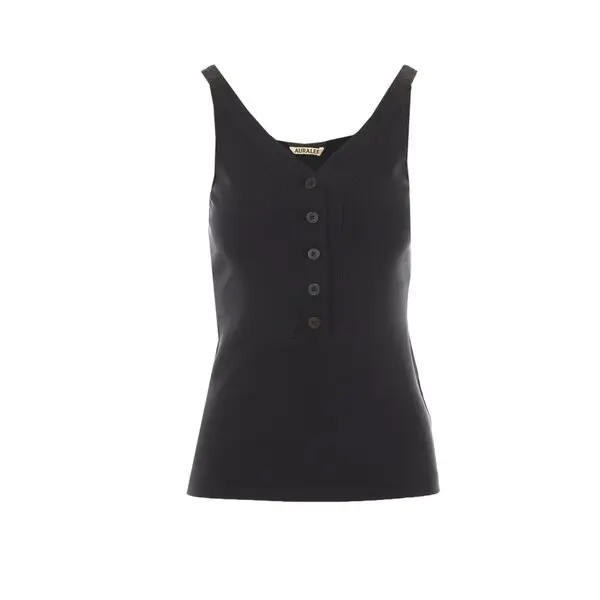 Auralee Organic Cotton Fine Rib Tank - Black