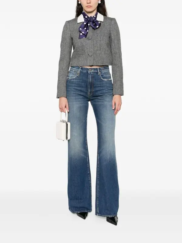 SELF-PORTRAIT Wool Blend Herringbone Jacket - Gray