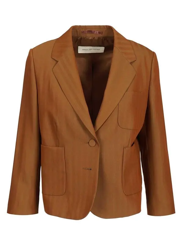 Dries Van Noten Short Striped Wool Twill Blazer - Brown