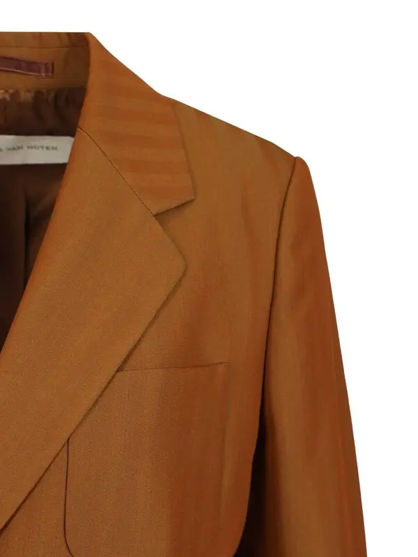 Dries Van Noten Short Striped Wool Twill Blazer - Brown