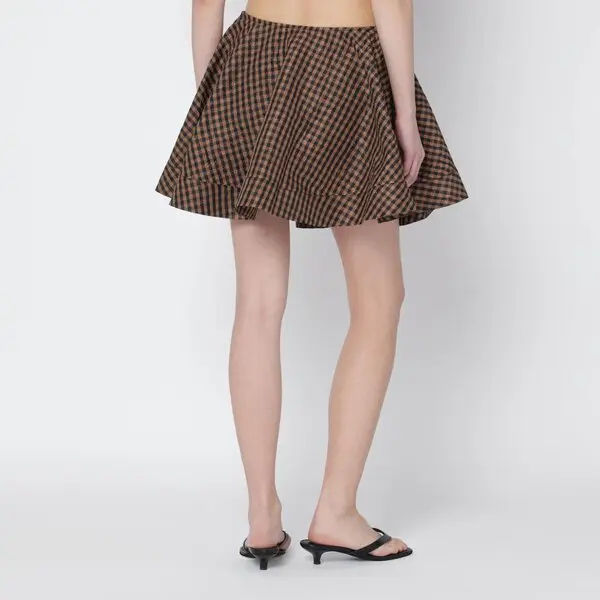 GANNI Black Gingham Flared Mini Skirt
