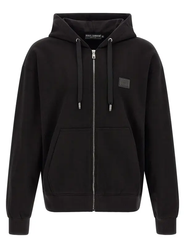 Dolce & Gabbana Logo Plaque Hoodie - Black