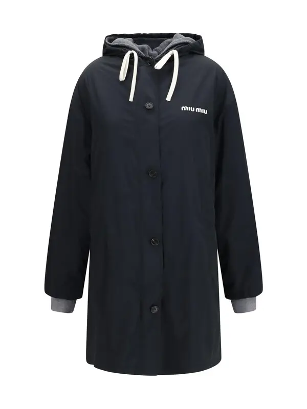 Miu Miu Panama And Fleece Single-breasted Peacoat - Black