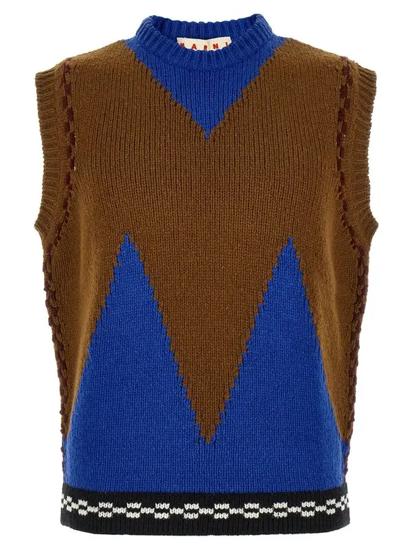 Marni Intarsia Wool Vest - Multicolor