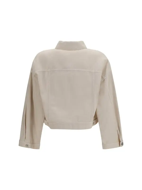 Brunello Cucinelli Cotton And Linen Jacket With Monili - White
