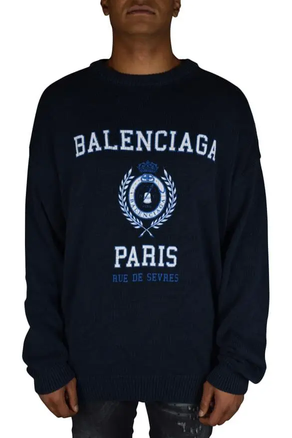 Balenciaga Knit Logo Sweater - Blue