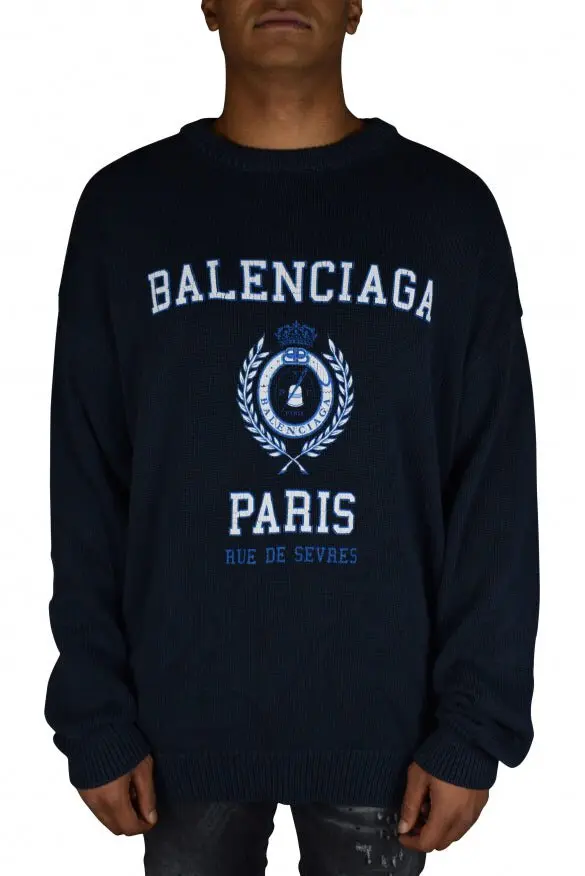 Balenciaga Knit Logo Sweater - Blue