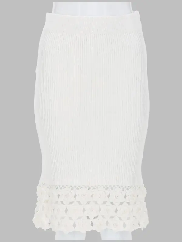 GANNI Gonna Con Bordo In Crochet - White