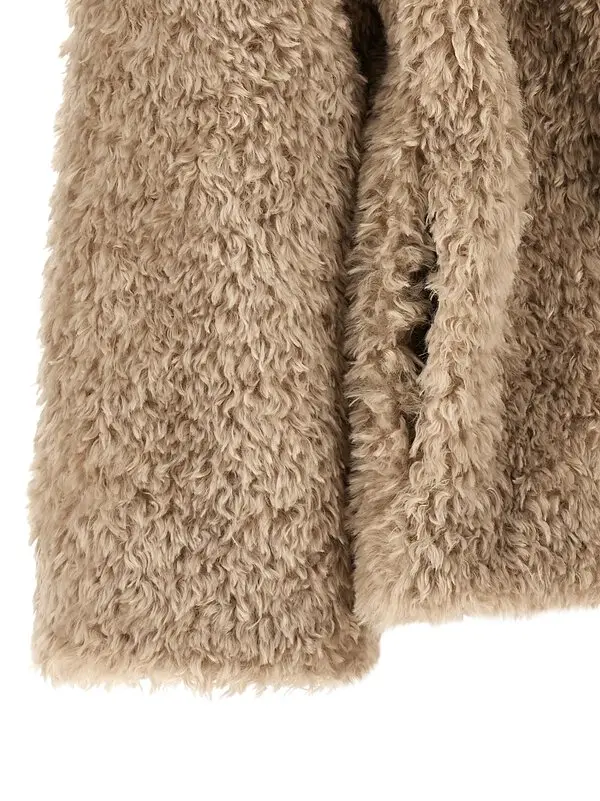 Herno Curled Shearling Effect Coat - Cream