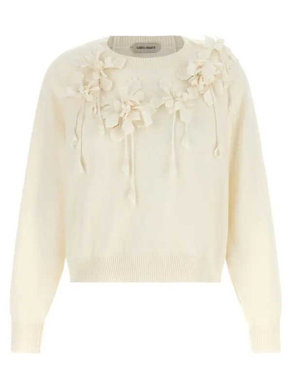 Alberta Ferretti Embroidered Flower Sweater - White